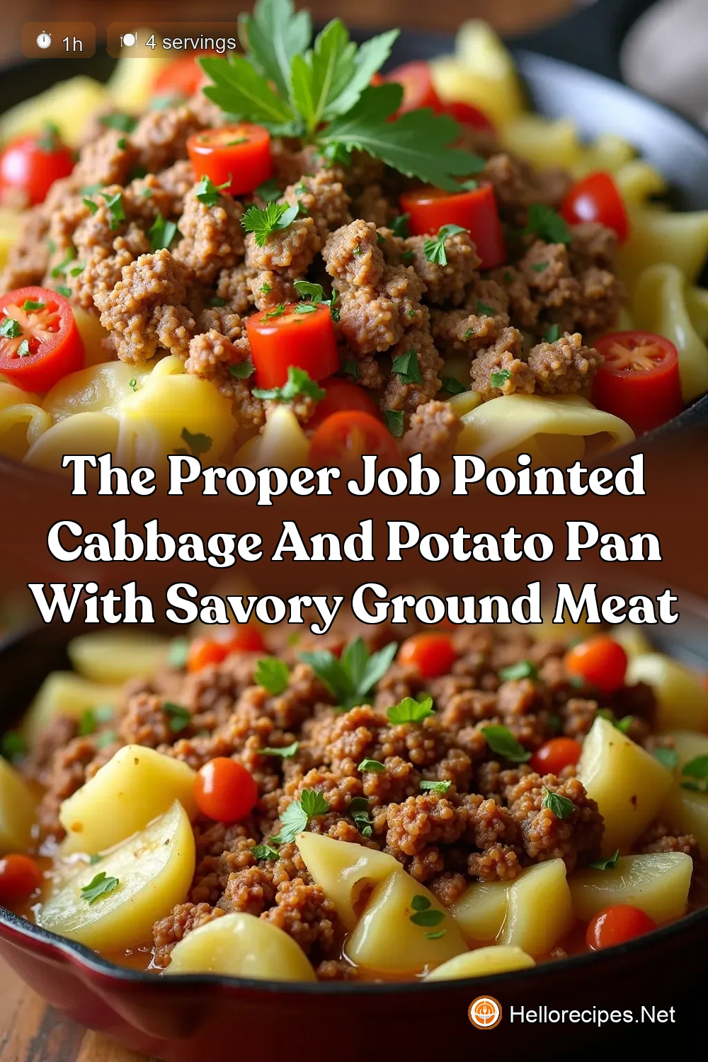 Savory Pointed Cabbage Potato Pan with Ground Meat Recipe