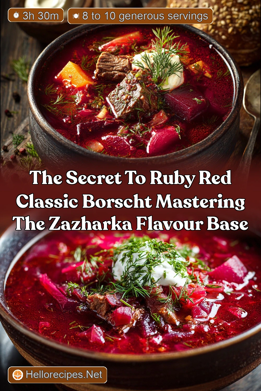 Traditional Ukrainian Classic Borscht Soup Hearty Beef Beet