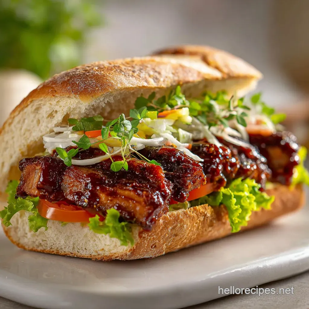 BBQ Rib Sandwich: Succulent Meat & Mahogany Glaze - Hello…