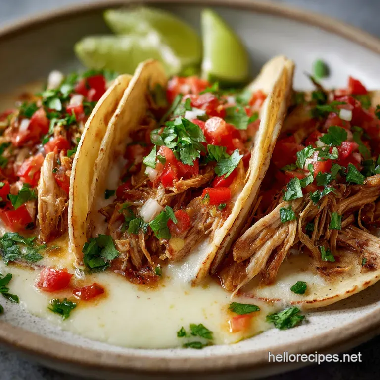 Slow Cooker Queso Chicken Tacos: Creamy & Cheesy - Hello…
